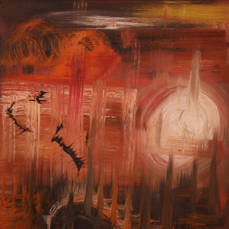 20th Century Oil on Canvas Italian Abstract Signed Painting, 1970 For ...