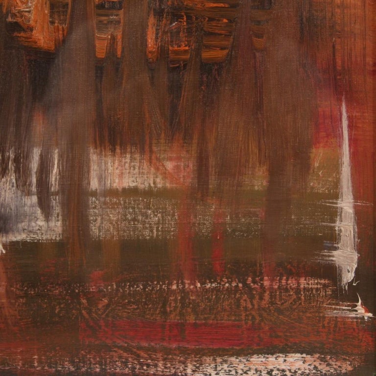 20th Century Oil on Canvas Italian Abstract Signed Painting, 1970 For ...