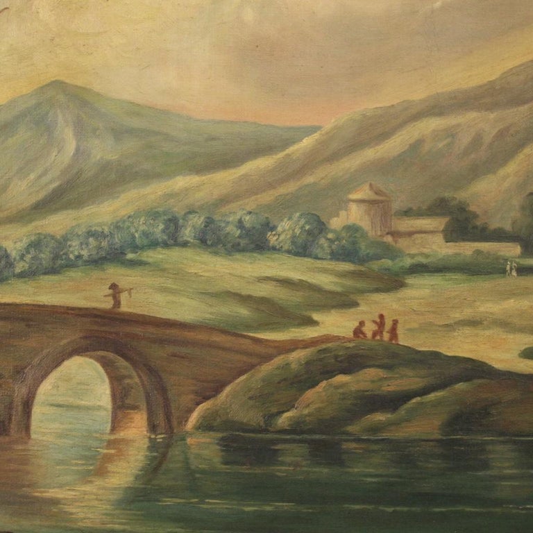 20th Century Oil on Canvas Italian Painting Countryside Landscape, 1960 ...
