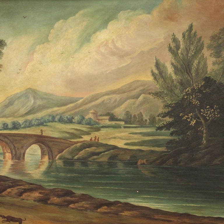 20th Century Oil on Canvas Italian Painting Countryside Landscape, 1960 ...