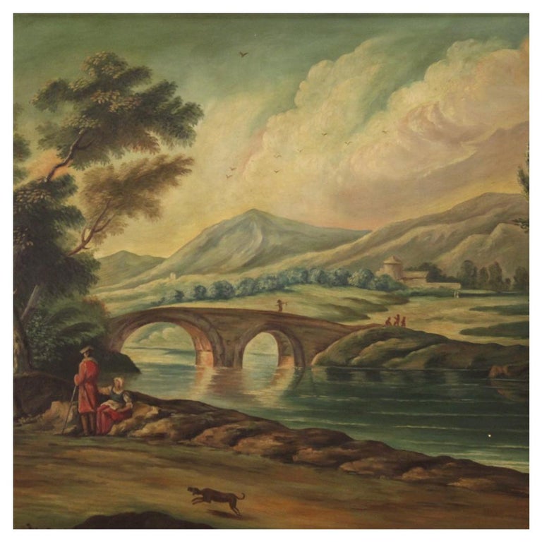20th Century Oil on Canvas Italian Painting Countryside Landscape, 1960 ...