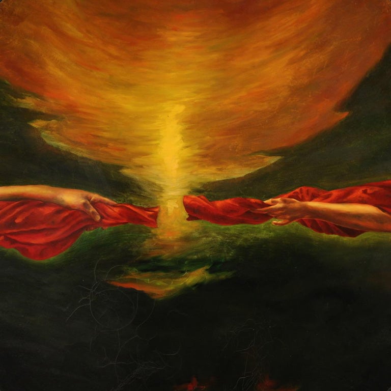 20th Century Oil on Canvas Italian Round Abstract Expressionist ...