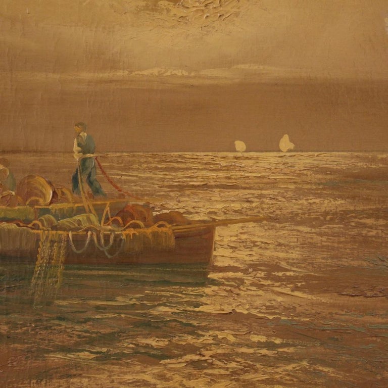 20th Century Oil on Canvas Italian Seascape Painting, 1960 For Sale at ...