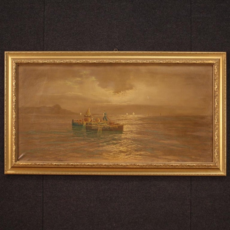 20th Century Oil on Canvas Italian Seascape Painting, 1960 For Sale at ...