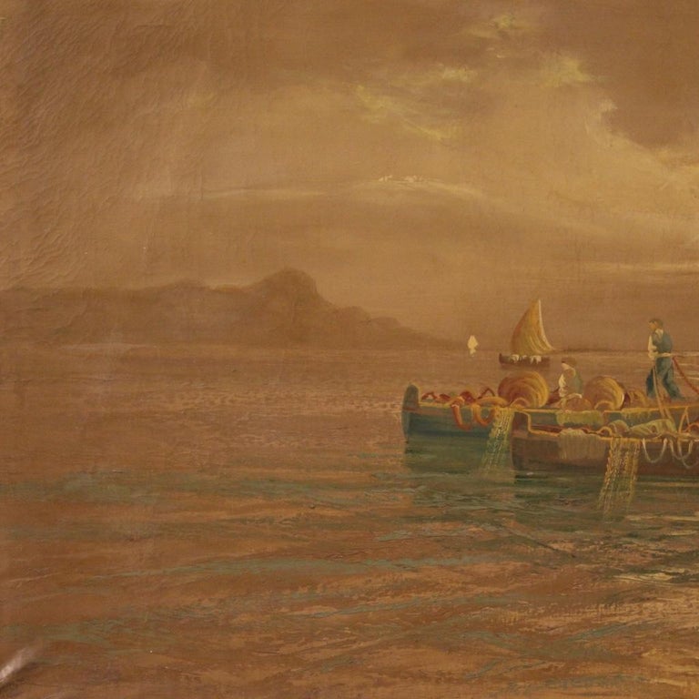 20th Century Oil on Canvas Italian Seascape Painting, 1960 For Sale at ...