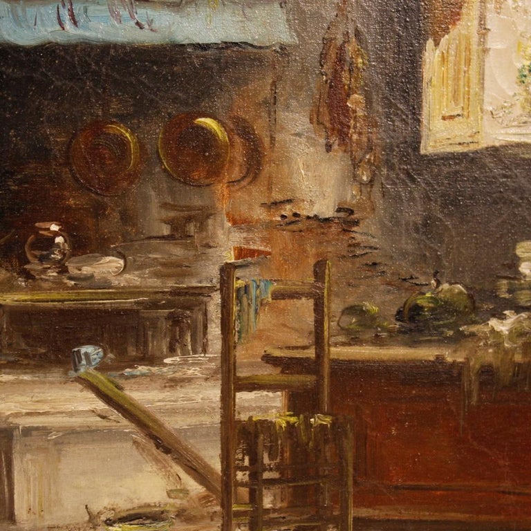 20th Century Oil on Canvas Italian Signed Interior Scene Painting, 1950 ...