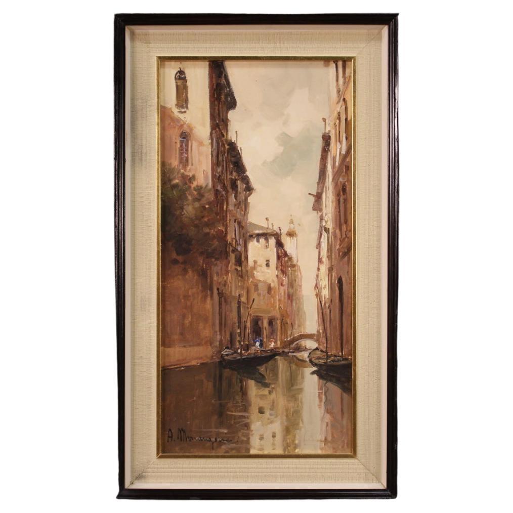 Italian Signed Painting View of the Village Oil on Canvas from 20th ...