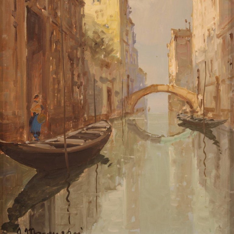 20th Century Oil on Canvas Italian Signed Painting View of Venice, 1960 ...
