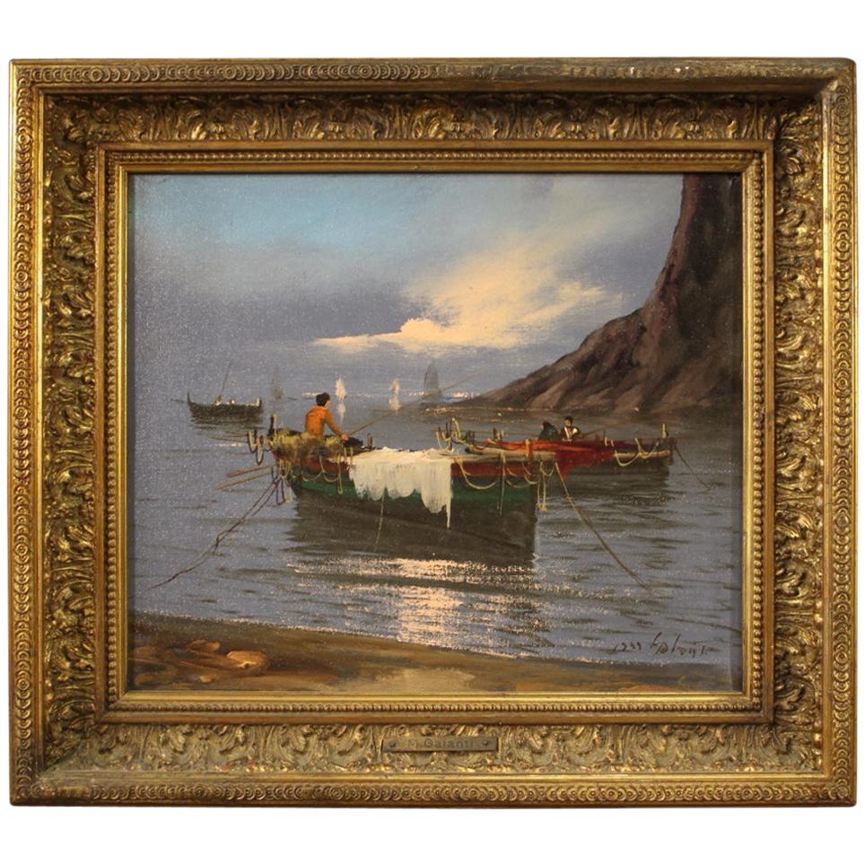 20th Century Oil on Canvas Italian Signed Seascape Painting, 1920 For ...