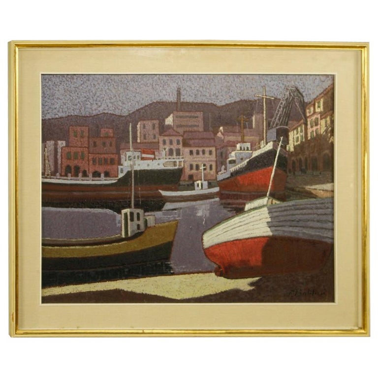 20th Century Oil on Canvas Italian Signed Seascape Painting, 1960 For ...