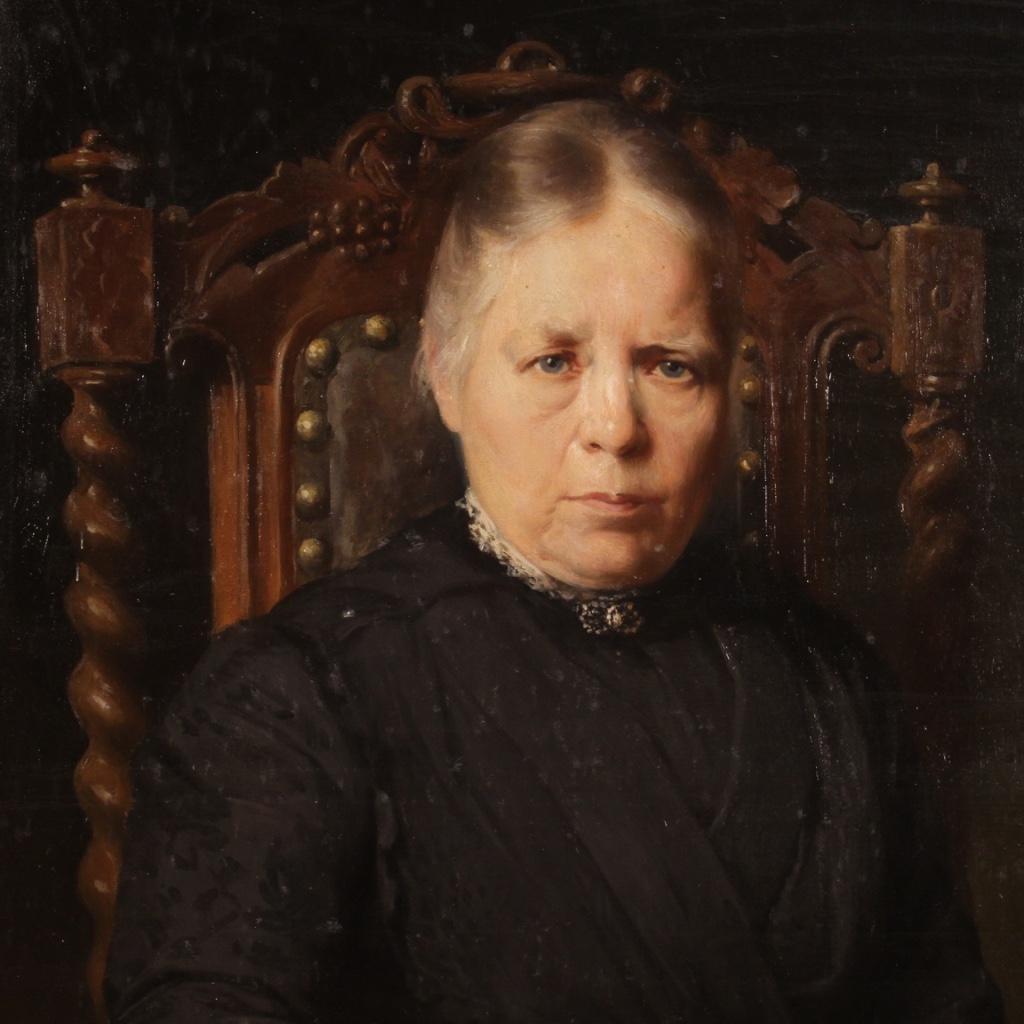 20th Century Oil on Canvas Signed and Dated Belgian Portrait Painting ...