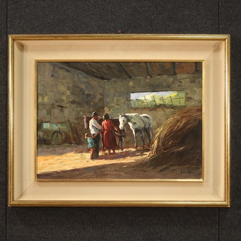 20th Century Oil on Canvas Signed Italian Impressionist Style Bucolic ...