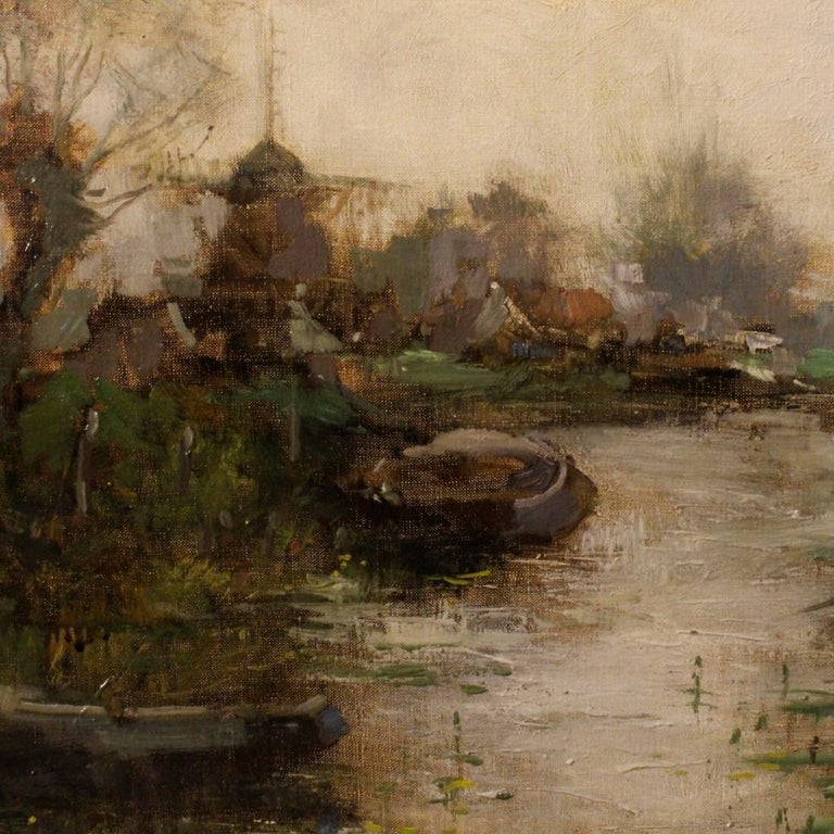 20th Century Oil On Canvas Dutch Impressionist Style Signed Landscape ...