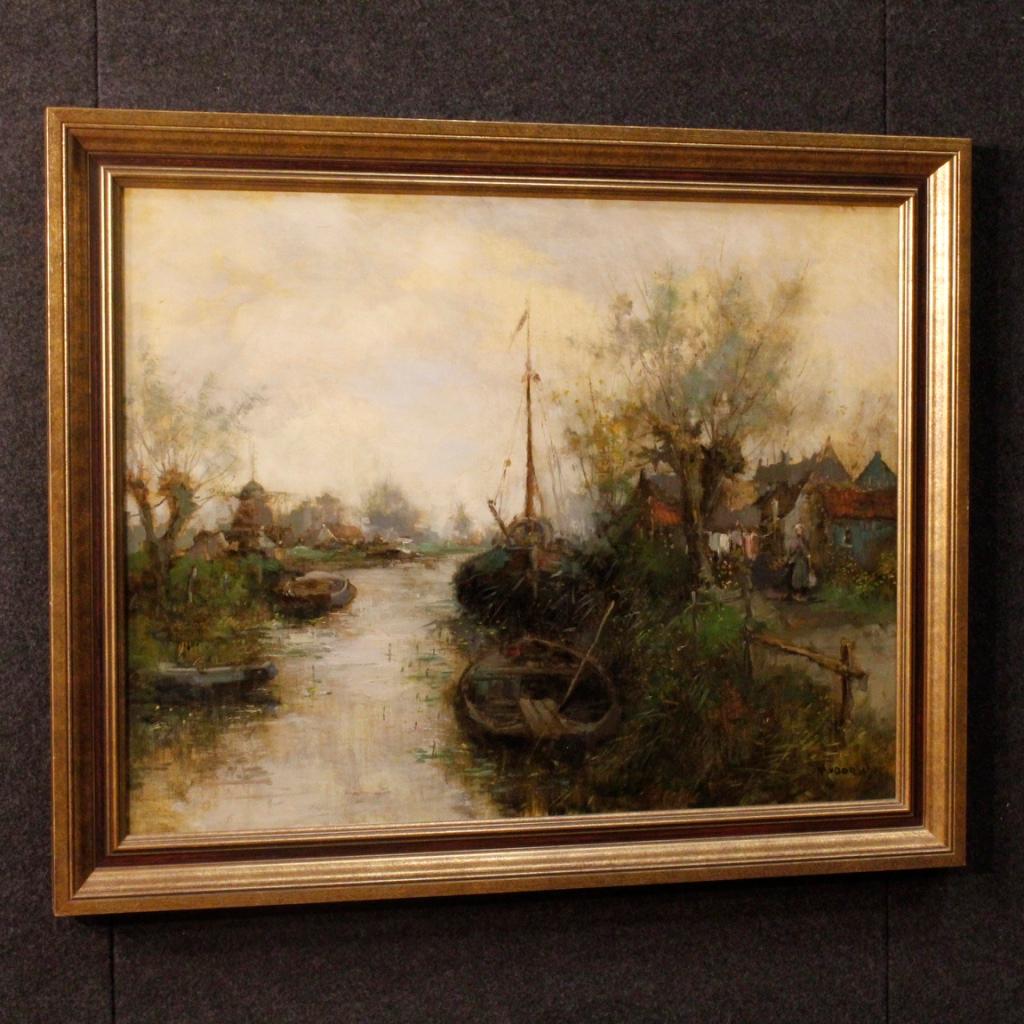 20th Century Oil On Canvas Dutch Impressionist Style Signed Landscape ...