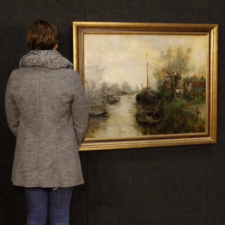 20th Century Oil On Canvas Dutch Impressionist Style Signed Landscape ...