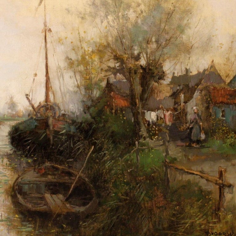 20th Century Oil On Canvas Dutch Impressionist Style Signed Landscape ...