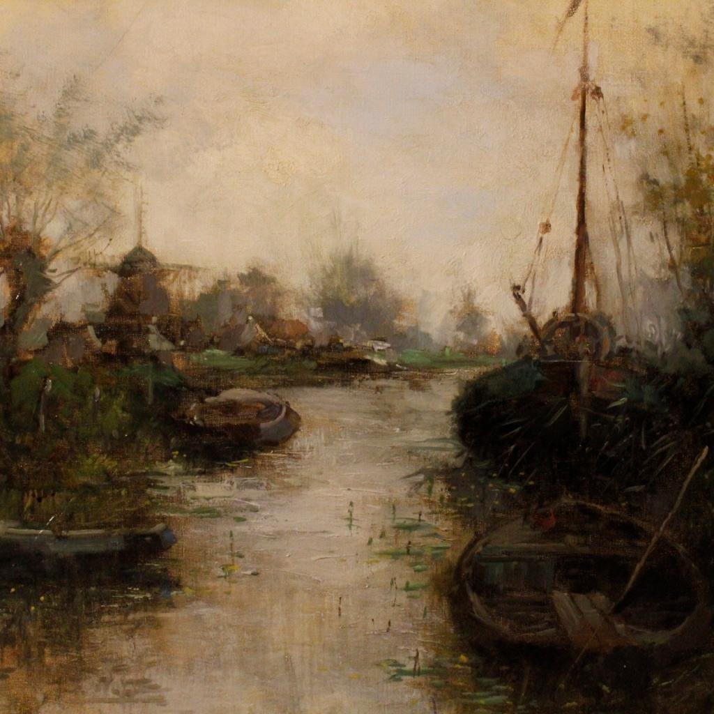 20th Century Oil On Canvas Dutch Impressionist Style Signed Landscape ...