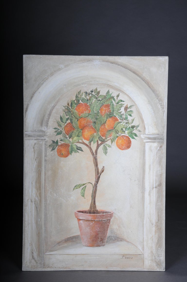 20th Century Oil Painting Orange Tree, Franco Painting Babilonia ...