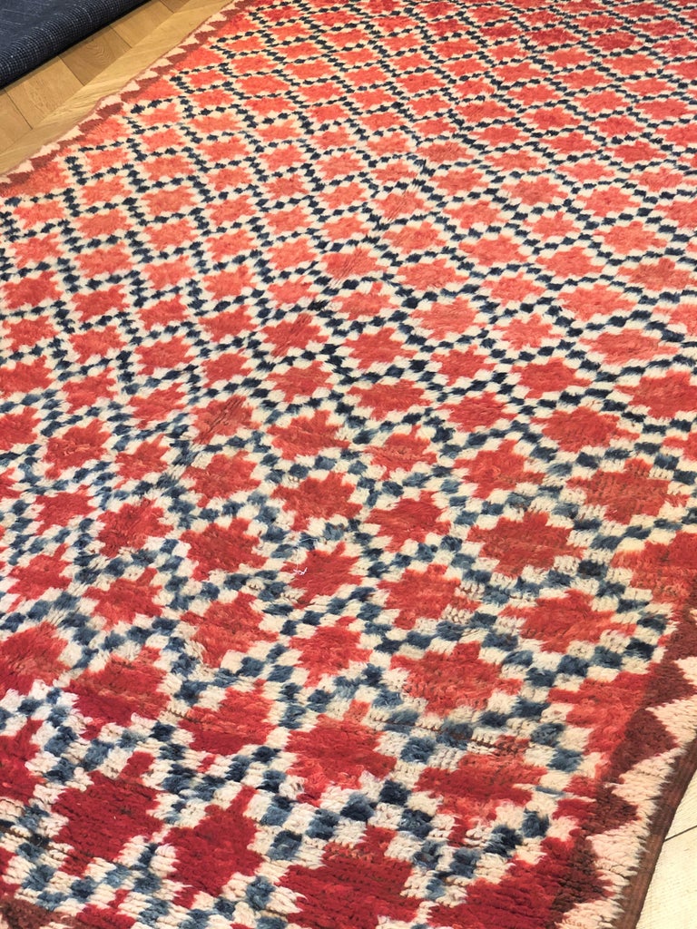 20th Century Orange Geometric Moroccan Berber For Sale at 1stDibs