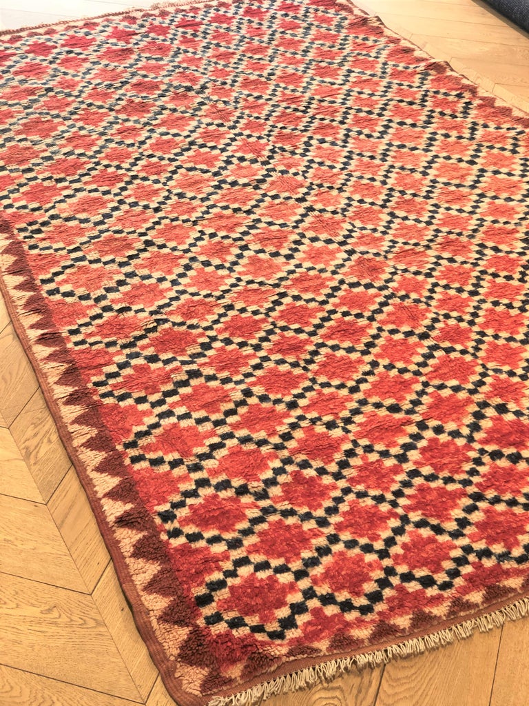 20th Century Orange Geometric Moroccan Berber For Sale at 1stDibs