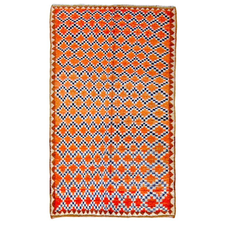 20th Century Orange Geometric Moroccan Berber For Sale at 1stDibs