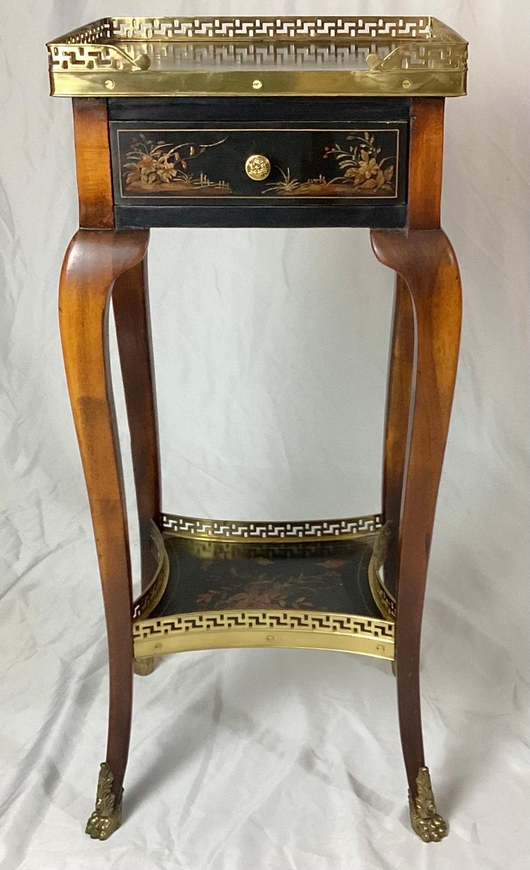20th Century Oriental Decorated One Drawer Stand with Brass Gallery For ...