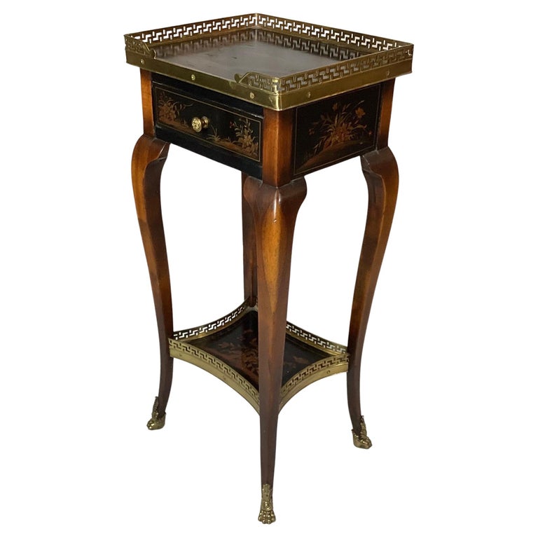 20th Century Oriental Decorated One Drawer Stand with Brass Gallery For ...