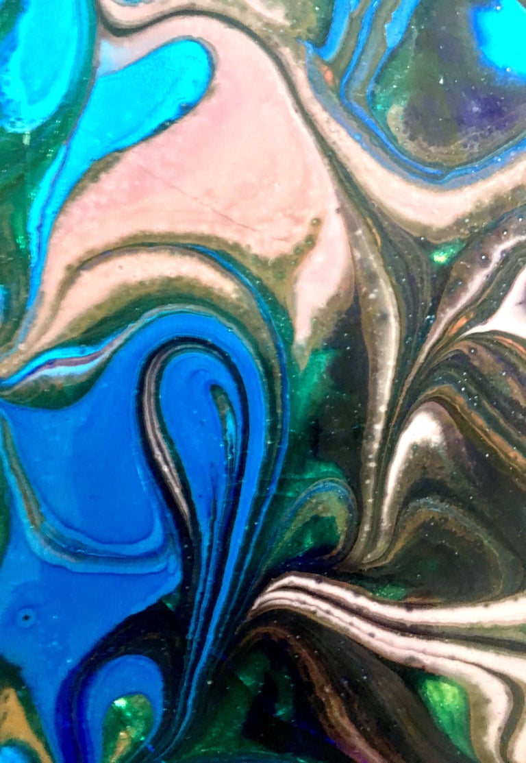 20th Century Original Enamel on Copper Abstract Painting, Signed For ...