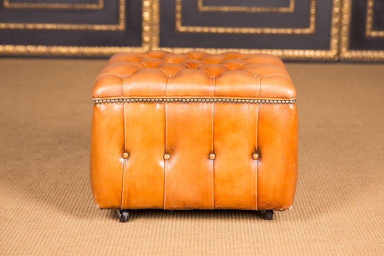 20th Century Original English Chesterfield Leather Stool For Sale at ...