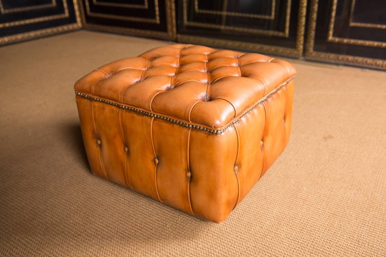 20th Century Original English Chesterfield Leather Stool For Sale at ...