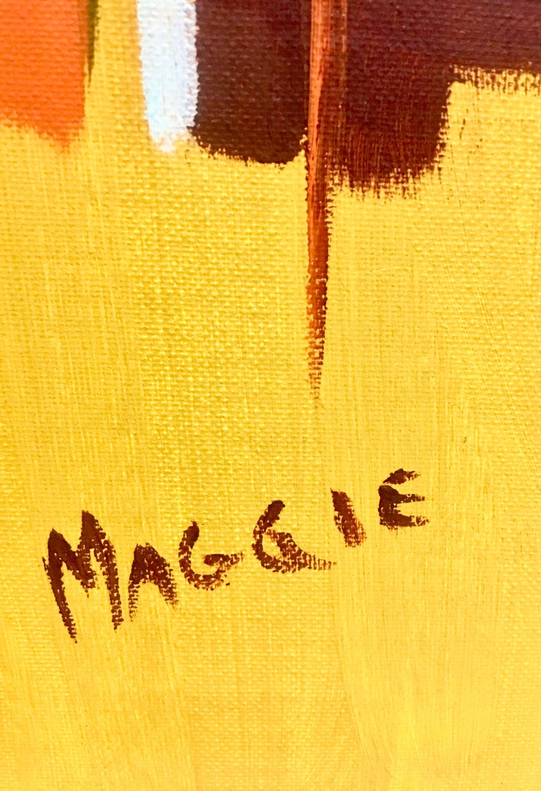 20th Century Original Oil On Canvas Abstract Painting by Maggie For ...