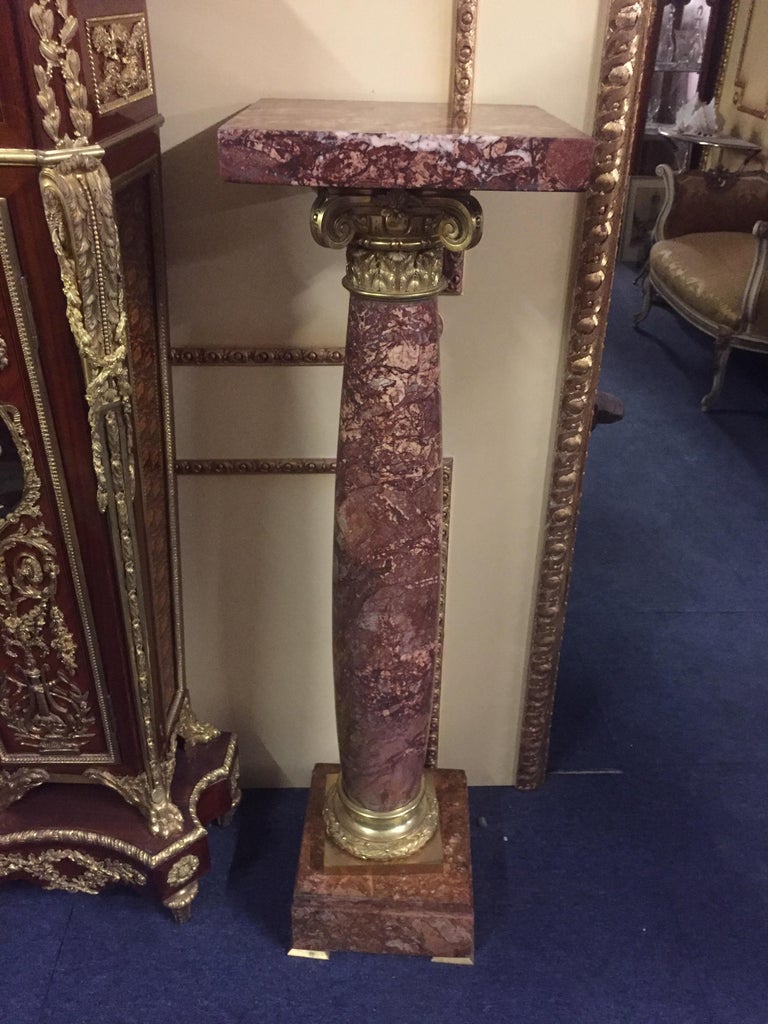 20th Century Ornamental Marble Column in Classicism Style Bordeaux Red ...