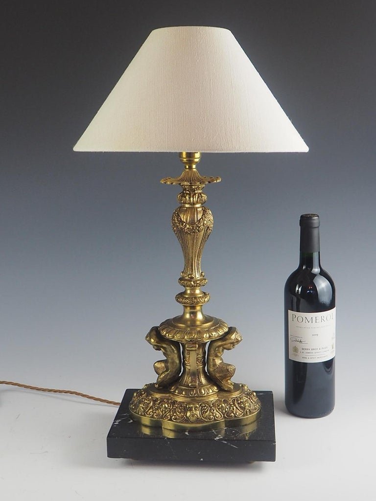 20th Century Ornate Spanish Rococo Cherub Gilt Bronze Table Lamp For ...