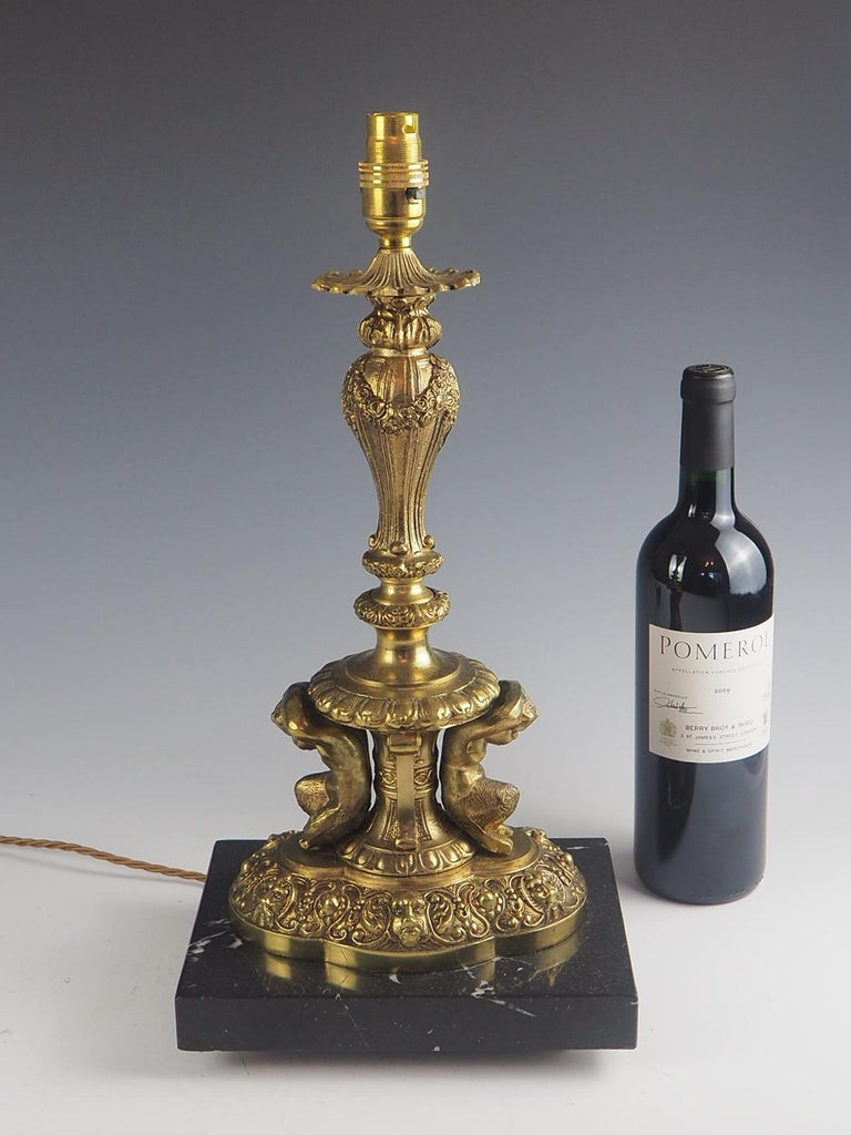 20th Century Ornate Spanish Rococo Cherub Gilt Bronze Table Lamp For ...