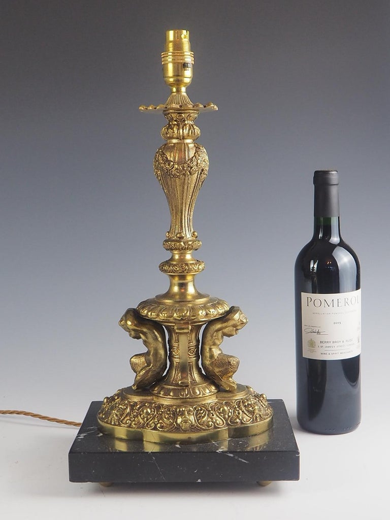 20th Century Ornate Spanish Rococo Cherub Gilt Bronze Table Lamp For ...