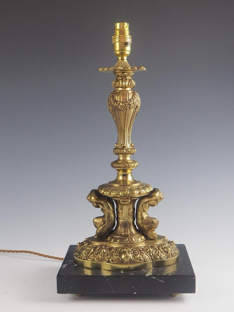 20th Century Ornate Spanish Rococo Cherub Gilt Bronze Table Lamp For ...