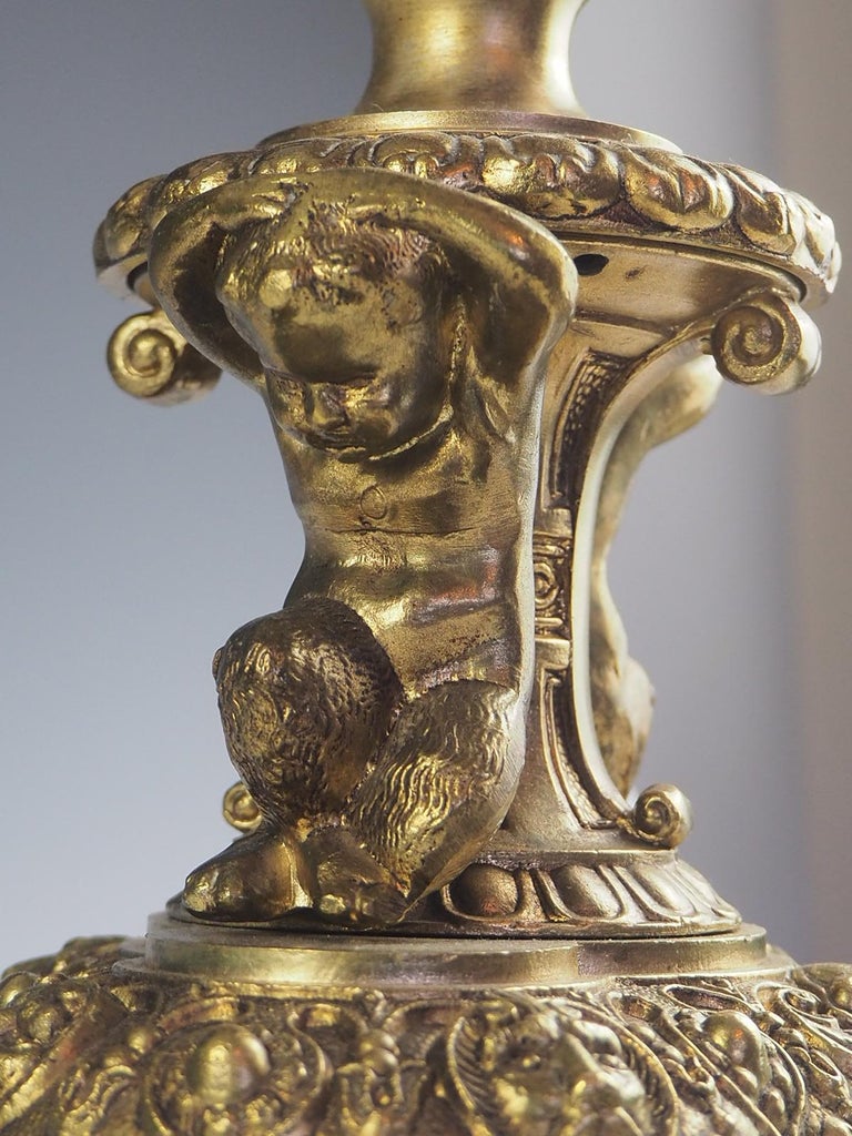 20th Century Ornate Spanish Rococo Cherub Gilt Bronze Table Lamp For ...