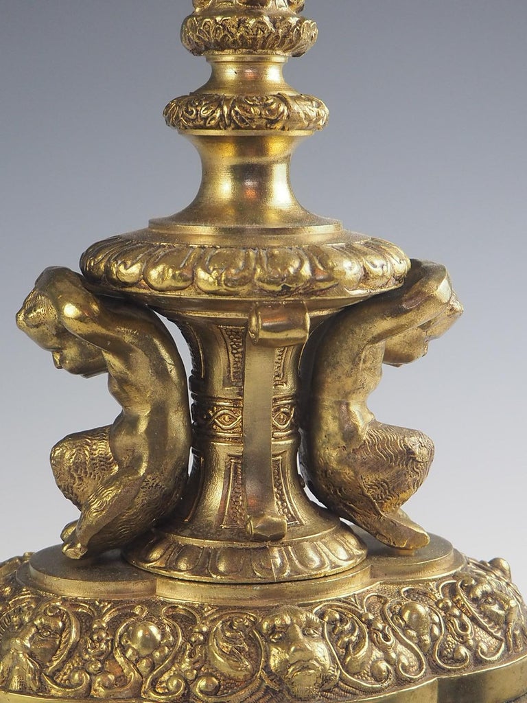 20th Century Ornate Spanish Rococo Cherub Gilt Bronze Table Lamp For ...