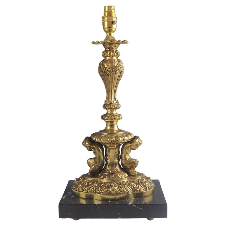 20th Century Ornate Spanish Rococo Cherub Gilt Bronze Table Lamp For ...