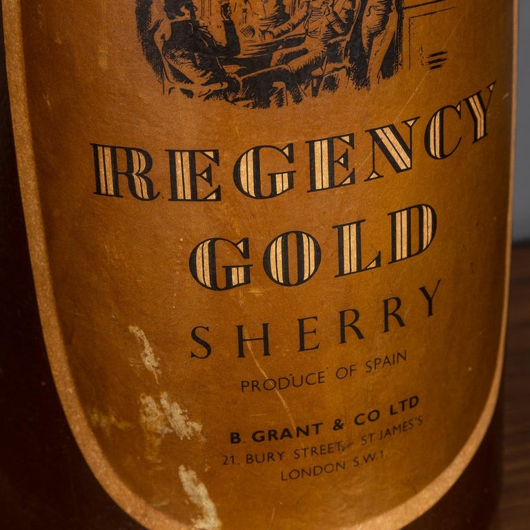 20th Century Oversized Grants Regency Gold Sherry Advertising Bottle, c ...