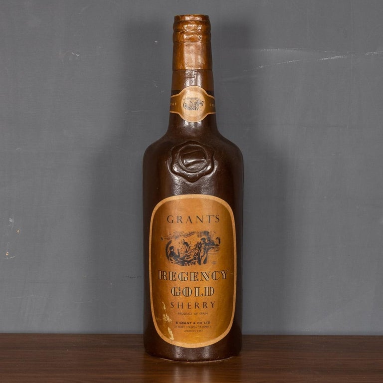 20th Century Oversized Grants Regency Gold Sherry Advertising Bottle, c ...