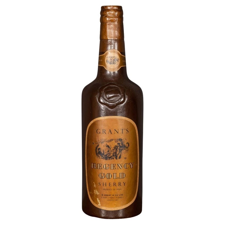 20th Century Oversized Grants Regency Gold Sherry Advertising Bottle, c ...