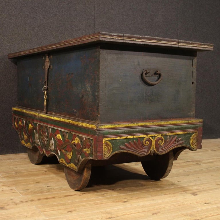 20th Century Painted Wood Indian Chest, 1950 For Sale at 1stDibs