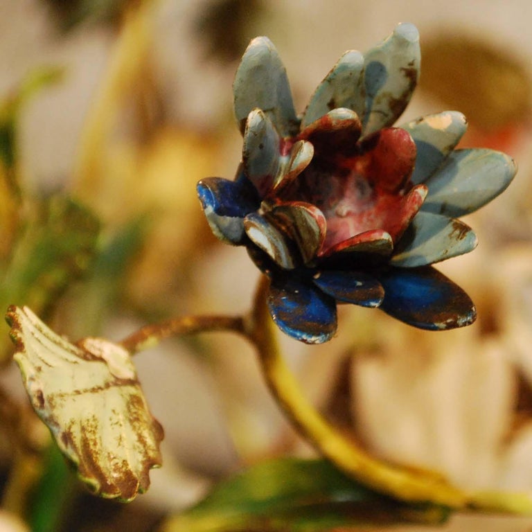 20th Century Painted Wrought Iron Flower Chandelier at 1stDibs