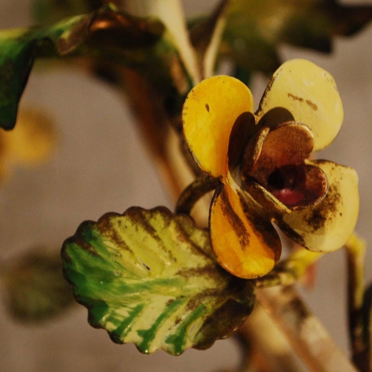 20th Century Painted Wrought Iron Flower Chandelier at 1stDibs