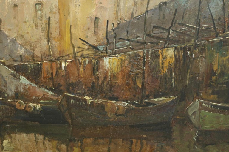 20th Century Painting of a French Harbour Scene For Sale at 1stDibs