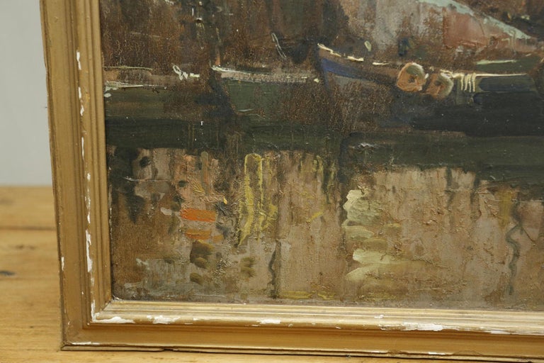 20th Century Painting of a French Harbour Scene For Sale at 1stDibs