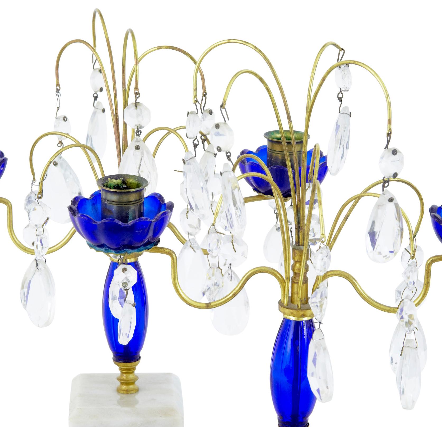 20th Century Pair of 1950s Brass and Cut Glass Decorative Candlesticks ...