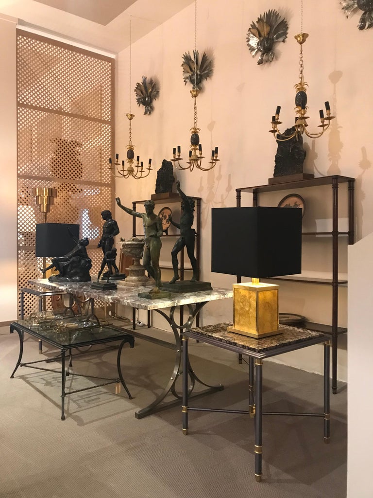20th Century Pair of Brass and Capiz Shell Table Lamps For Sale at 1stDibs