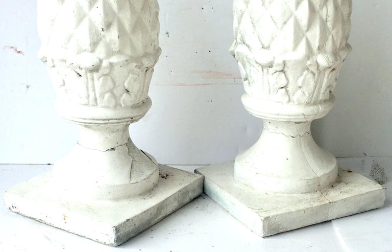20th Century Pair of Cast Stone Sculptural Cone Form Finial Sculptures ...